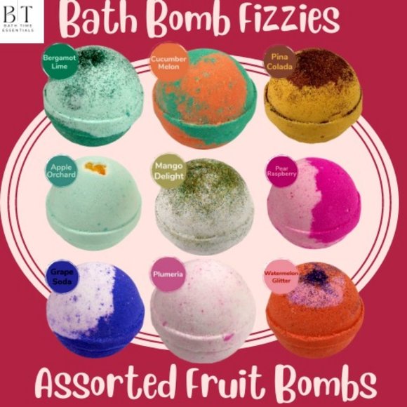 Bath | 9x Bath Bomb Fizzies Surprise Scented Large Gift Box Organic ...